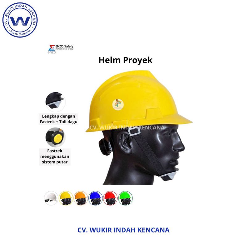 Helm Safety Enzo - Putih / Kuning / Orange / Hijau / Biru / Merah