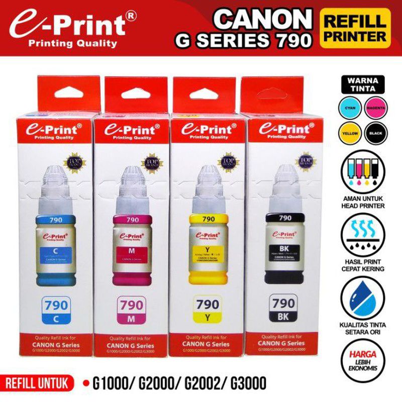 Tinta E-Print 790 Printer Canon G Series 80mL Hitam Warna Cyan ...