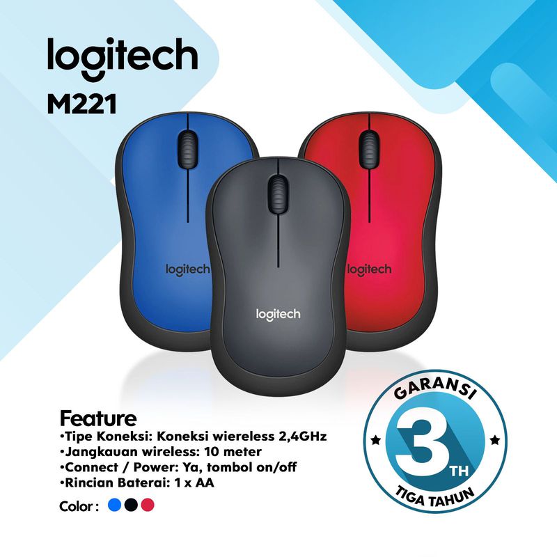 Mouse Wireless M221 - Merah