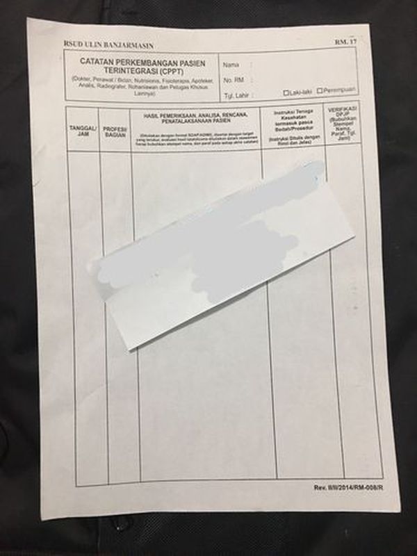 RM Pasien 17 Catatan Perkembangan Terintegritas (CPPT) A4/bb