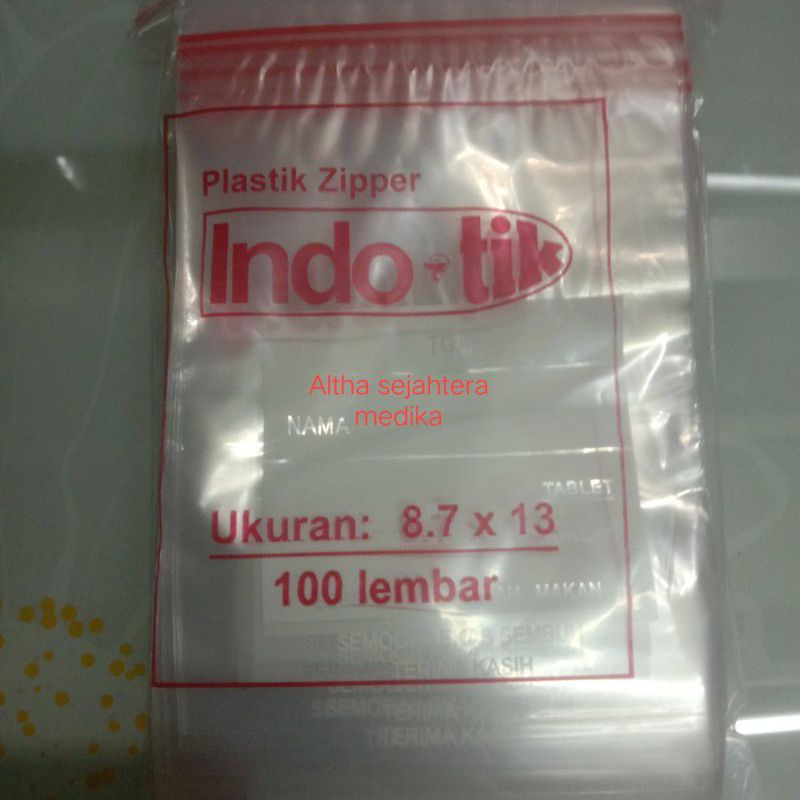 Plastik Klip Obat ukuran 8.7 x 13 Indo-Tik