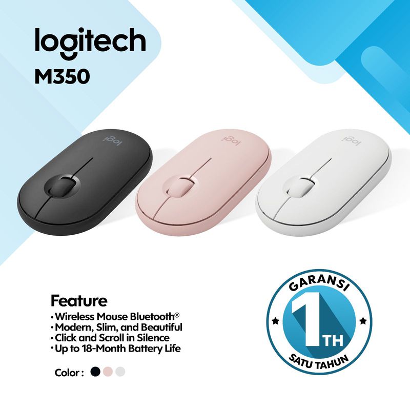 Mouse Wireless M350 - Hitam