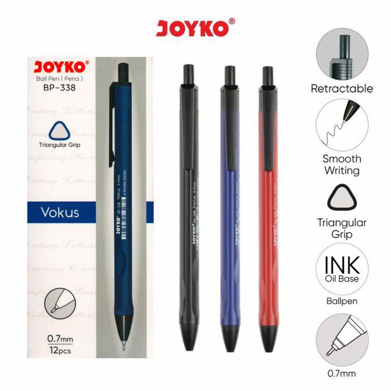 Ballpoint Joyko BP-338 Pulpen Pena Focus 0.7 mm - Black