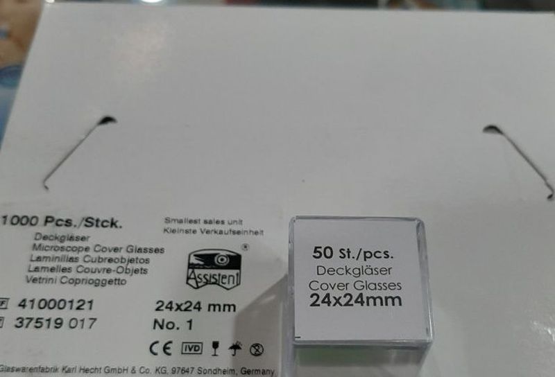 Kaca Penutup Mikroskop 24 x 24 mm/ Cover glass / Deck Glass ASSISTENT