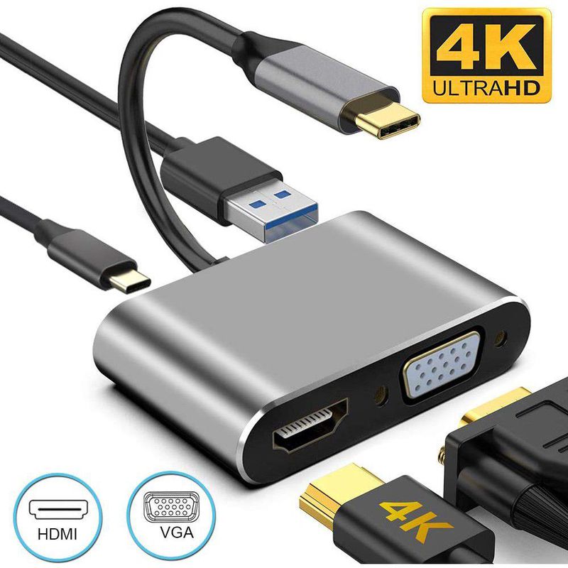 Konverter Type-C to HDMI+VGA+USB