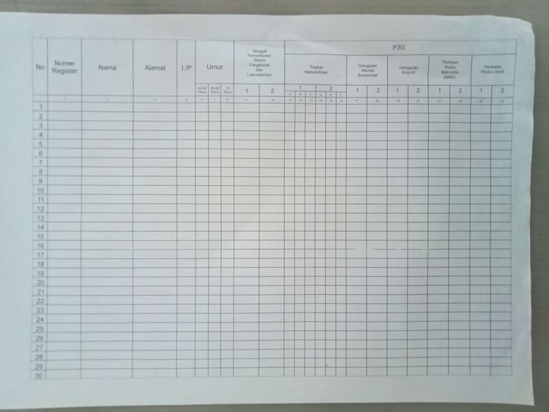 Register Lansia. PKM KAPONGAN