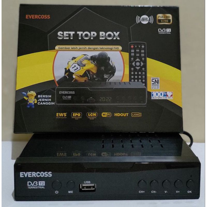 SET TOP BOX TV DIGITAL DVB-T2 EVERCOSS STB MAX