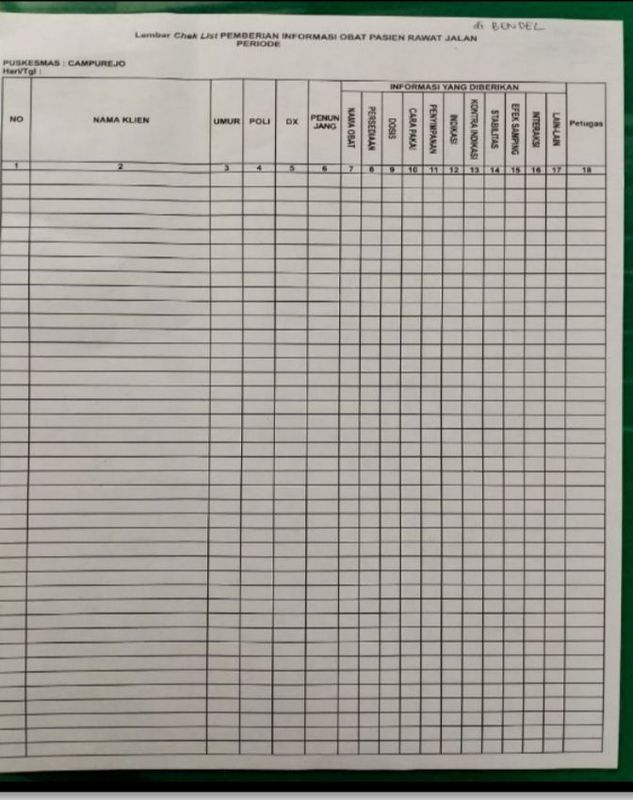 Lembar checklist informasi pemberian obat pasien rawat jalan no brand