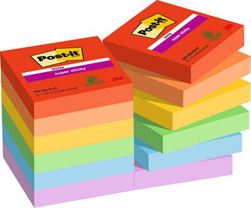 Post-it® TANDA KERTAS Super Sticky Notes, Playful Colour Collection