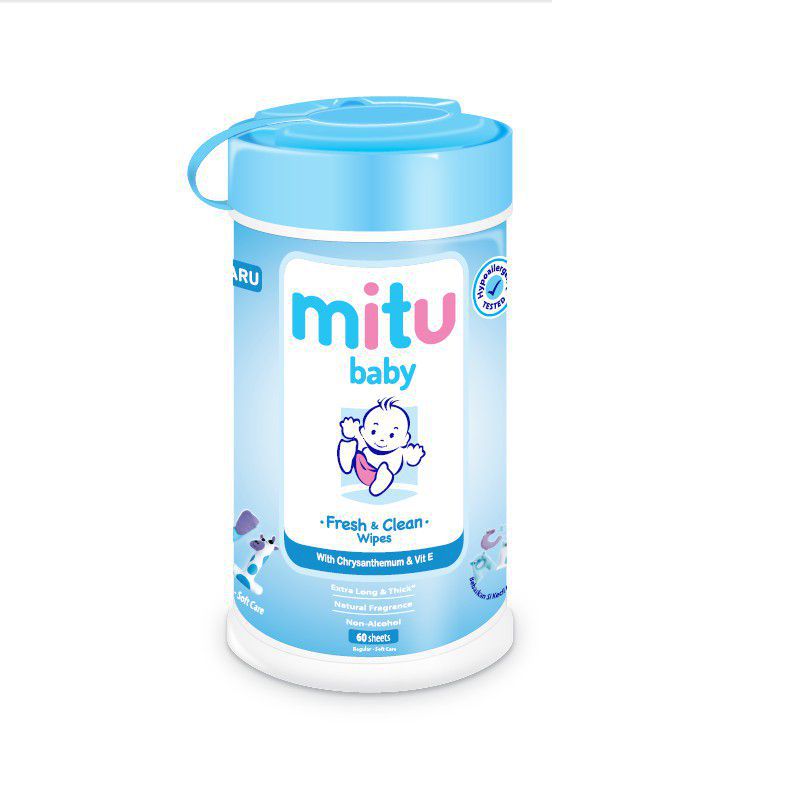Tissue Basah Mitu Wipes Botol 60 Sheet