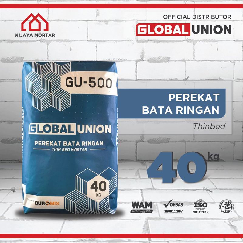 Semen Instan Mortar Perekat Bata Ringan/Lem Hebel Global Union Thinbed ...