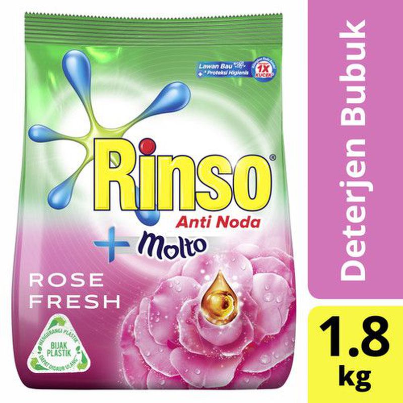 Rinso Molto Bubuk Rose Fresh 1,8 kg