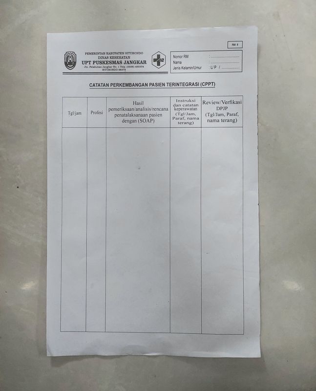 Catatan Perkembangan Pasien Terintegrasi (CPPT). PKM JANGKAR