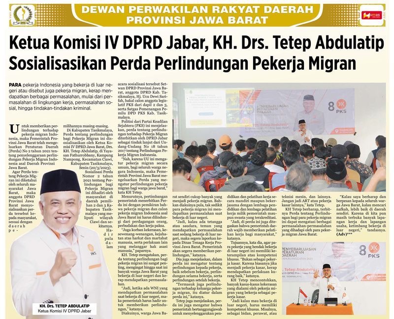 Advertorial Setengah Halaman Koran Kabar Priangan