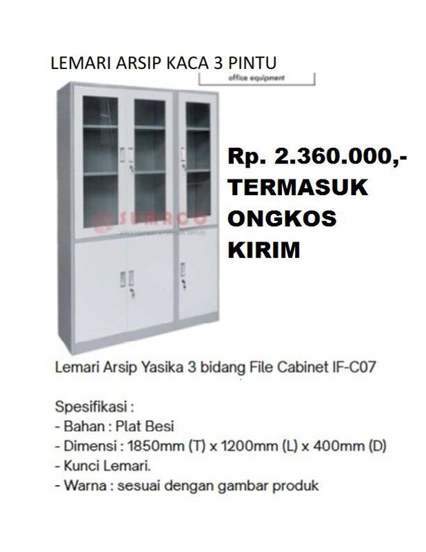 LEMARI ARSIP KACA 3 PINTU
