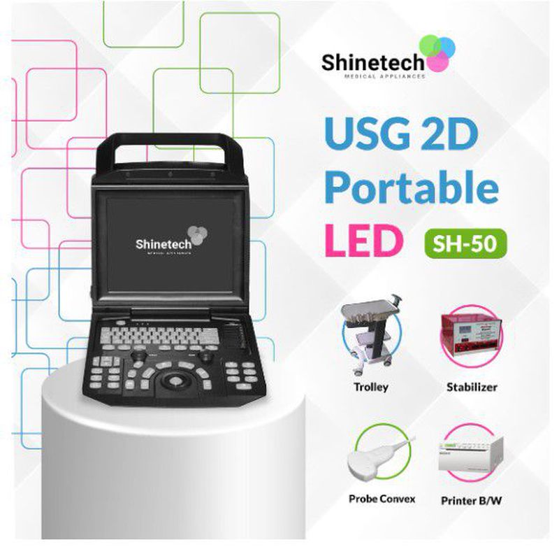 SHINETECH USG 2 DIMENSI + PROBE CONVEX + PRINTER + STABILIZER + TROLLEY