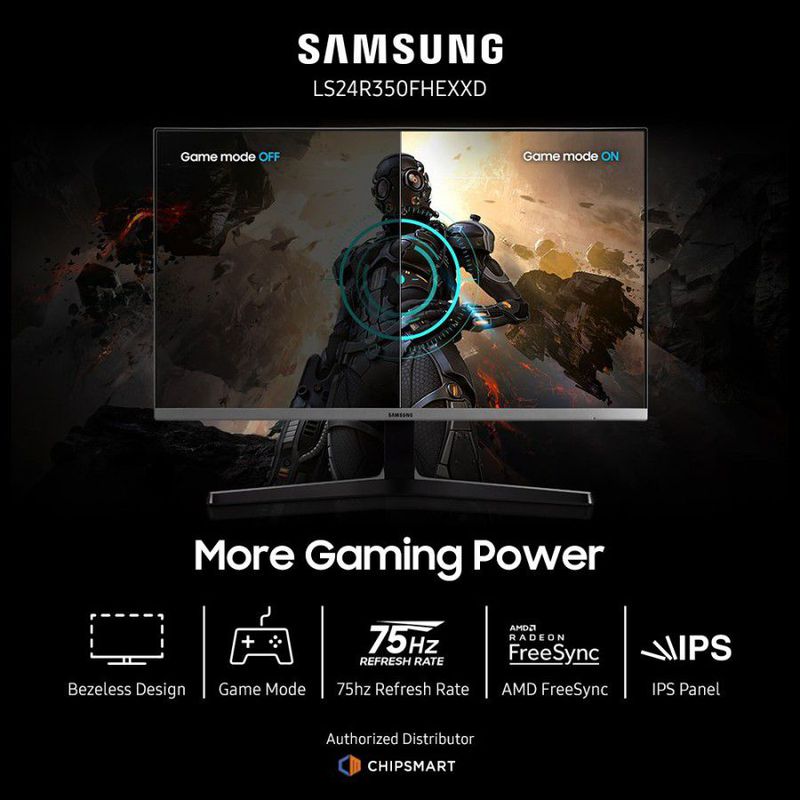 SAMSUNG monitor gaming 24" LS24R350 IPS FHD 75Hz Refresh Rate HDMI