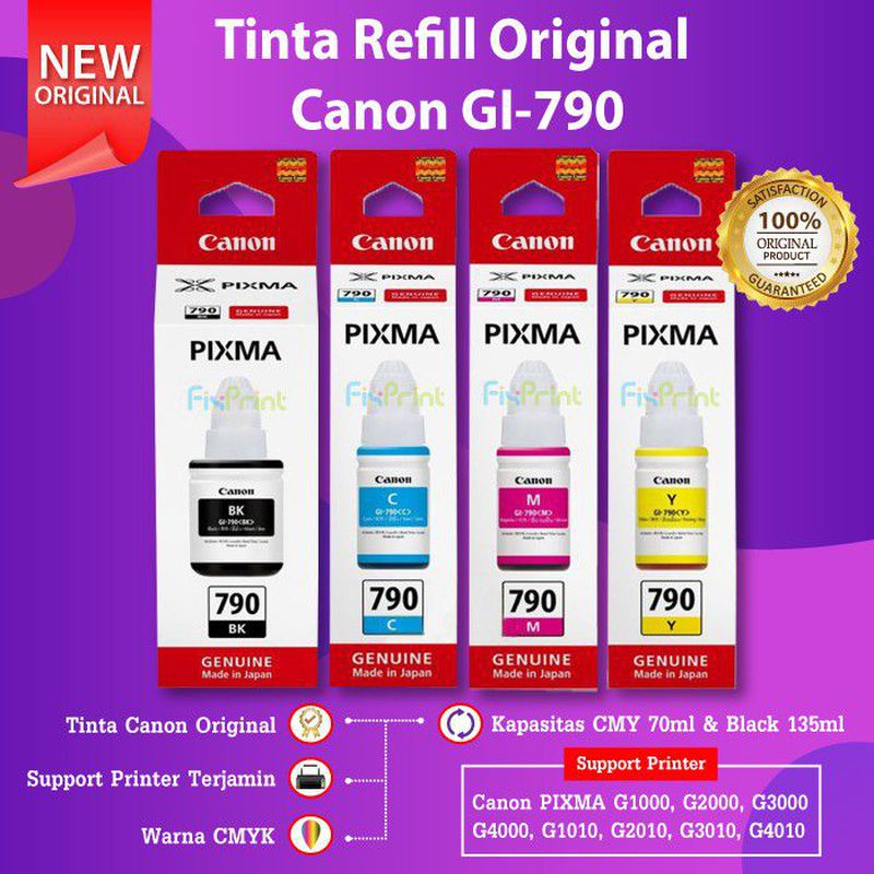 TINTA CANON Gi-790 ORIGINAL Black/ Cyan/ Magenta/ Yellow - Black