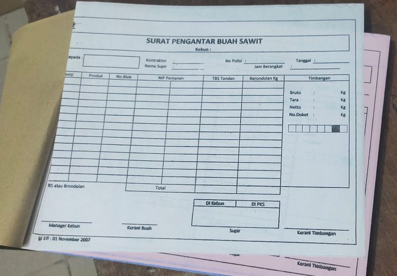 Cetak form/surat tugas/disposisi/nota dsb ukuran 1/2 folio 2 ply