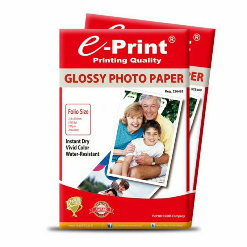 Kertas Foto E-Print Glossy Photo Paper F4 isi 20s