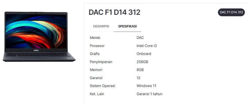 LAPTOP DAC F1 D14 DN50 311
