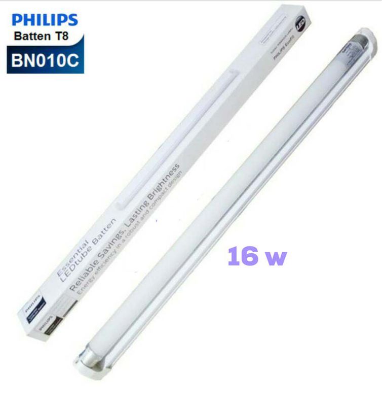 TL philips 1200mm led tube ecofit t8 set 16w 16 w kap komplit - Putih