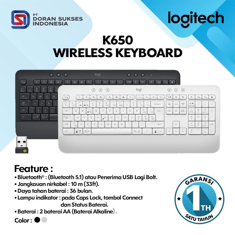 Keyboard Wireless K650 - Hitam