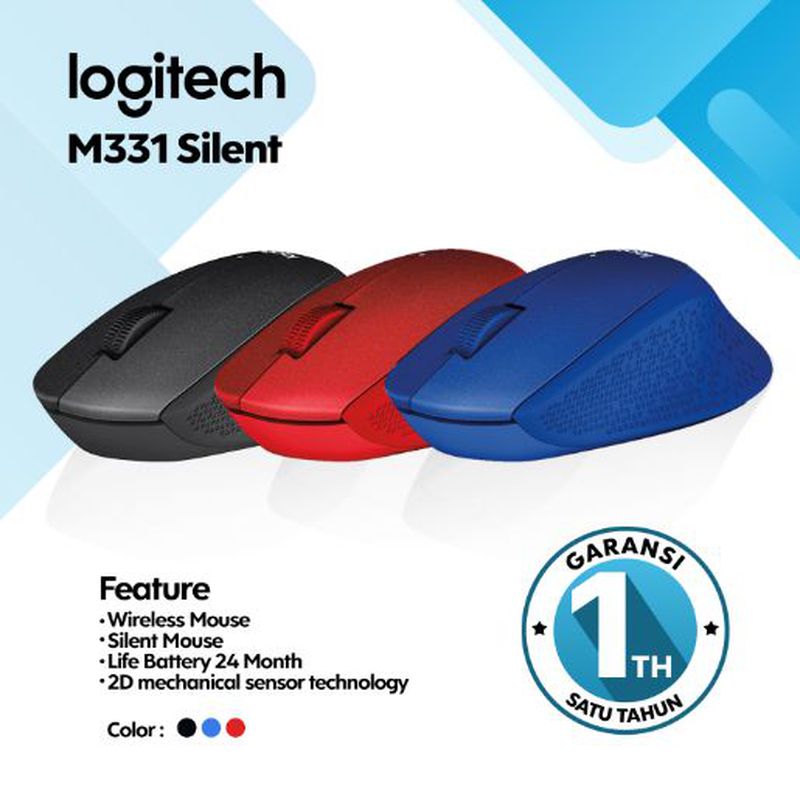 Mouse Wireless M331 - Biru
