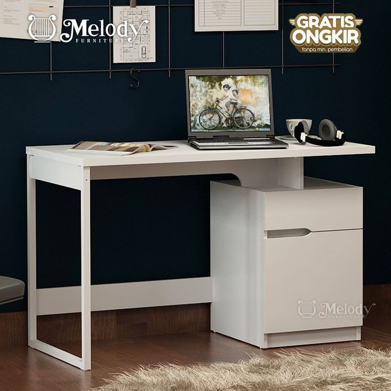 Melody Furniture - AW3130 (BRIDPORT DESK) WG Meja Belajar Kerja Putih ...