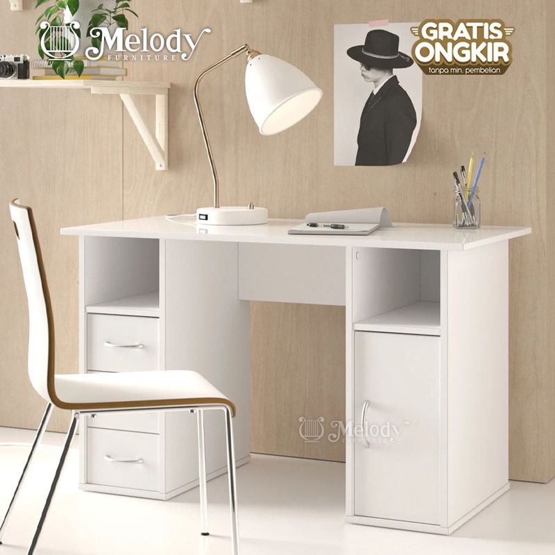Meja Kerja Meja Belajar Minimalis Putih AW12010(40010) ES WHITE