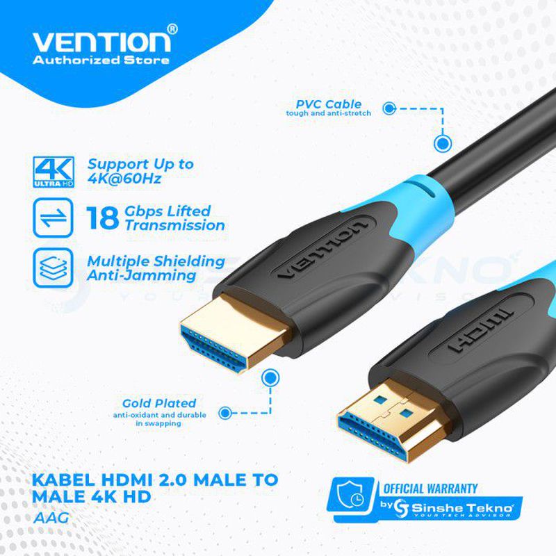 Kabel HDMI to HDMI panjang Vention Fast Connection 4k High Speed - 15 Meter