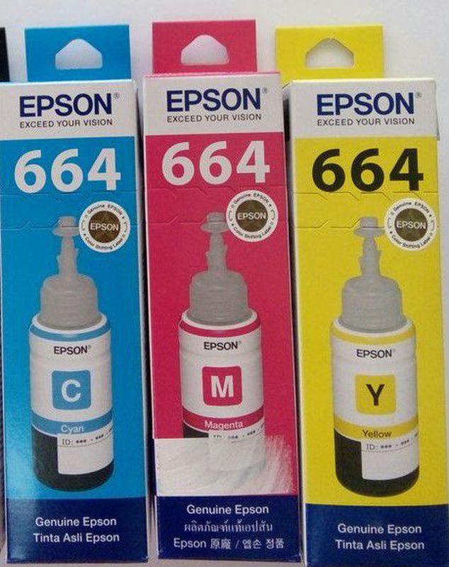 TINTA EPSON 664 L120 WARNA CYAN,MAGENTA,YELLOW ISI 70 ML - Biru