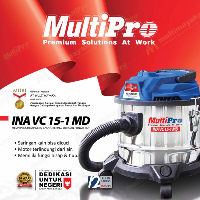 Vacuum Cleaner wet dry blow 15L Multipro VC15-1MD