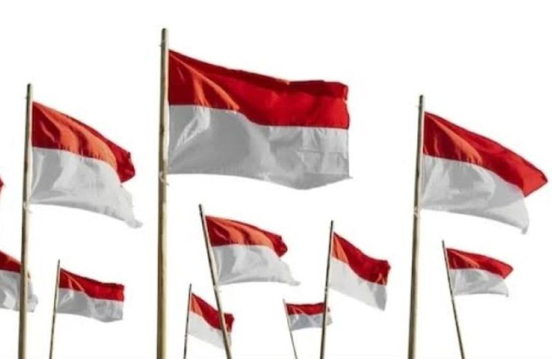 bendera merah putih dengan tiang bambu - Ukuran 100cm X 150cm