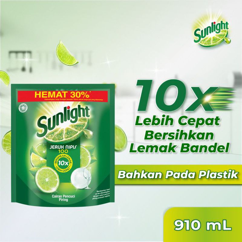 Sunlight Sabun Cuci Pencuci Piring Cair Jeruk Nipis Lime 910ml