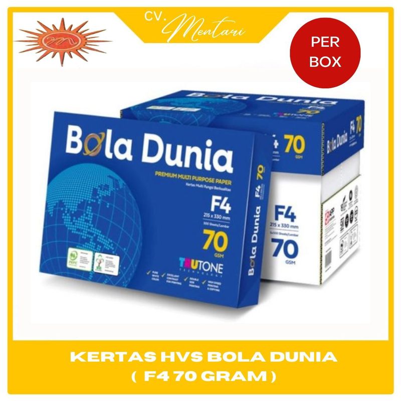KERTAS HVS F4 70GR BOLA DUNIA (PER BOX)