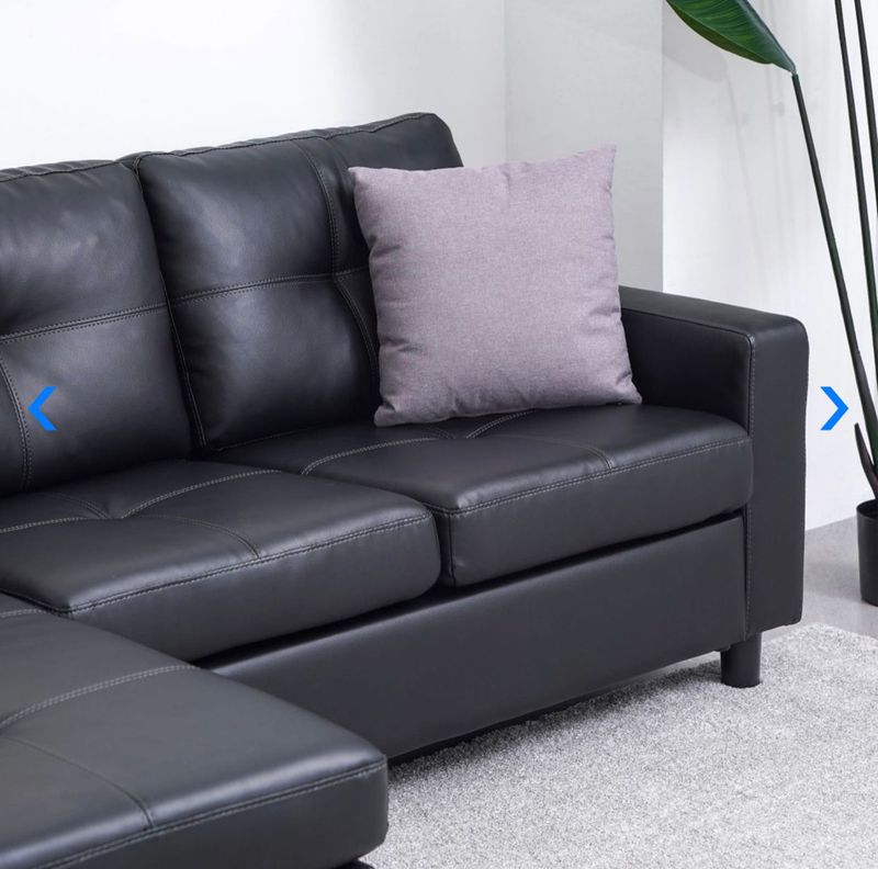 Informa Berwick Sofa L Sectional Kulit - Hitam