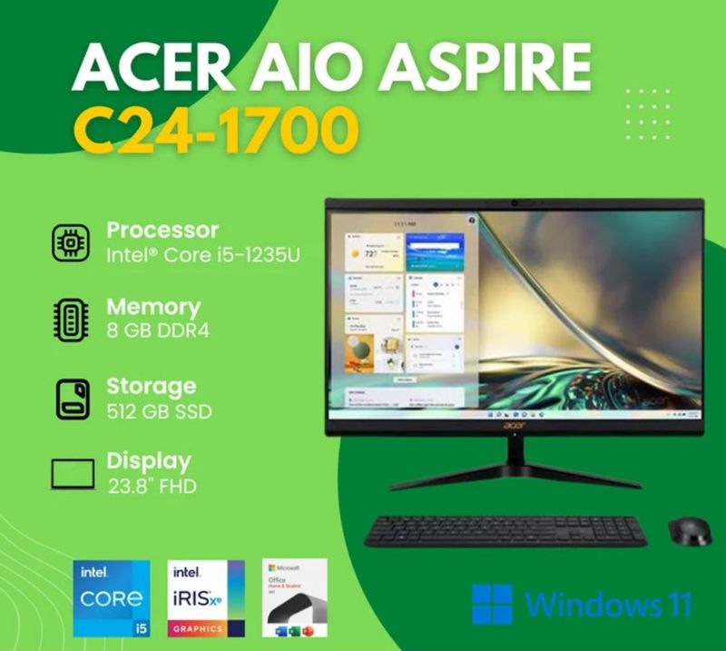 AIO ACER C24-1700 Core i5-1235U 8GB 512GB SSD 23.8" FHD W11 + OHS 2021