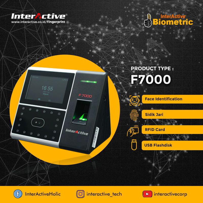 Mesin Absensi Wajah | Absensi Sidik Jari | RFID InterActive F7000