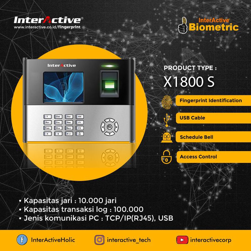 Mesin Absensi Fingerprint InterActive X-1800