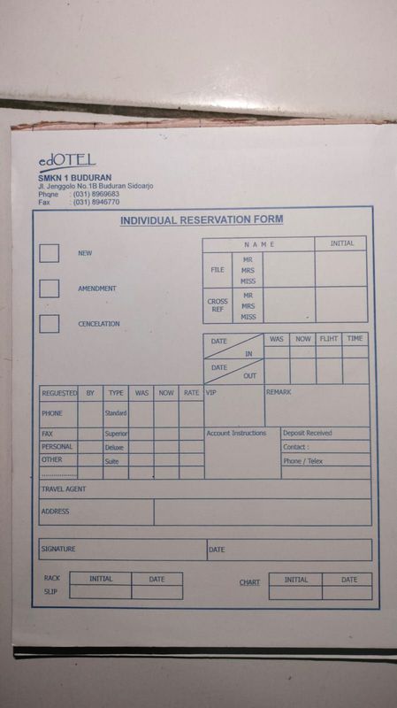 Individual Reservation Form