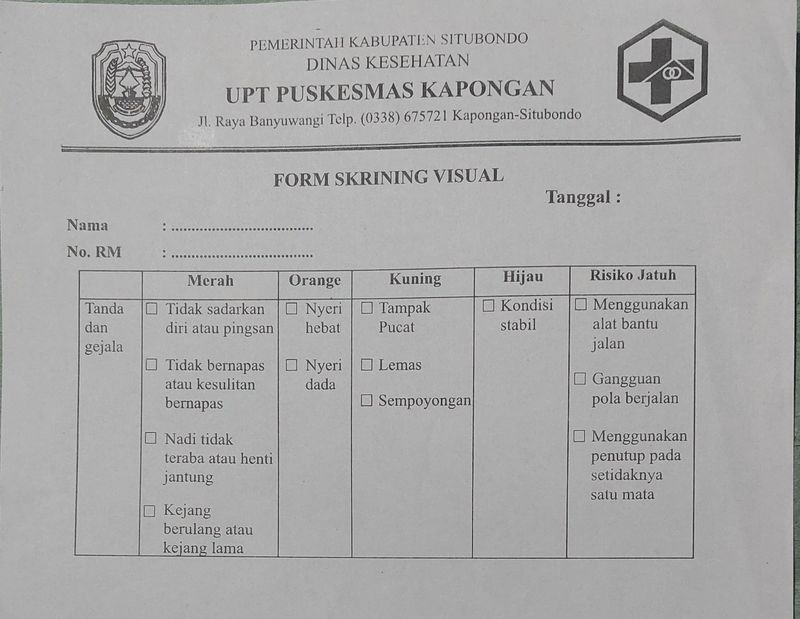 Form Skrining Visual. PKM KAPONGAN