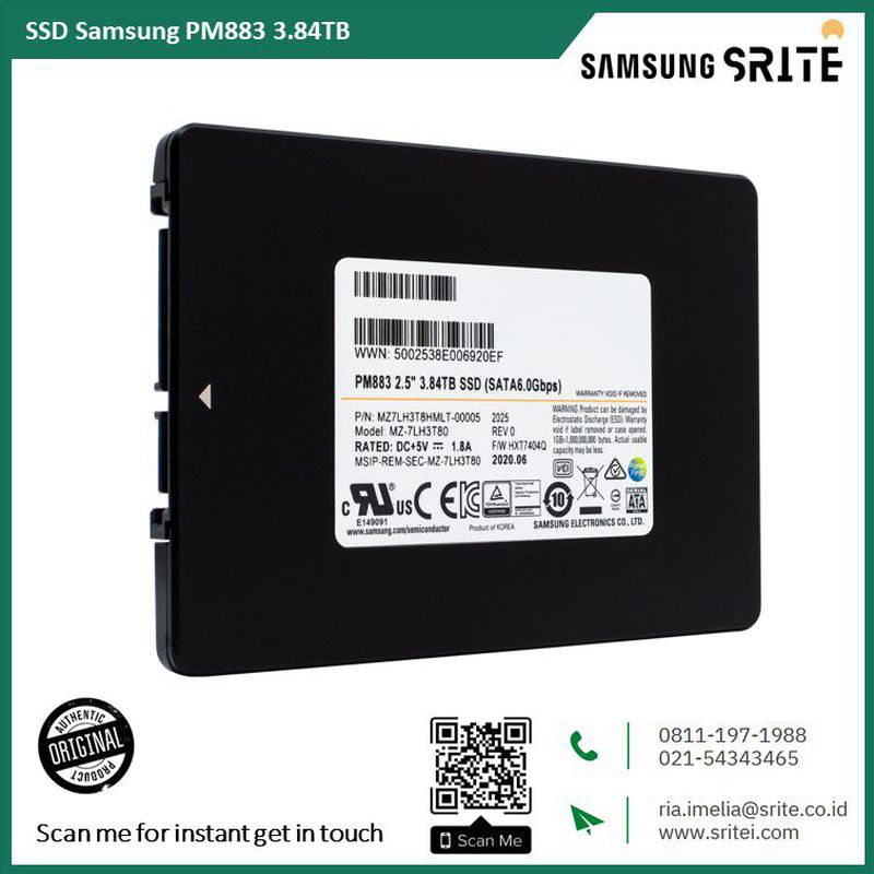 SSD Samsung PM883 3.84TB SATA 6Gbs V4 Enterprise Series