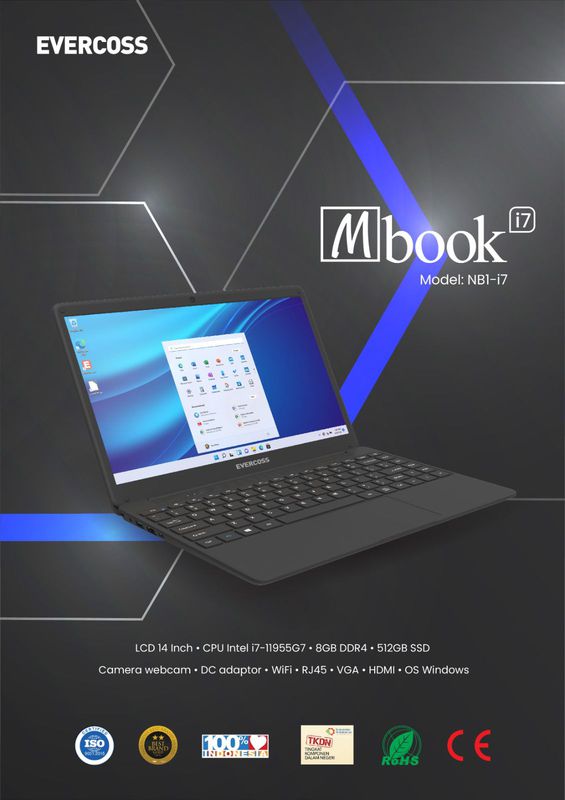 EVERCOSS Laptop NB1-I7-E8512