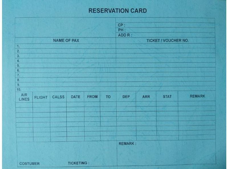 Reservation Card