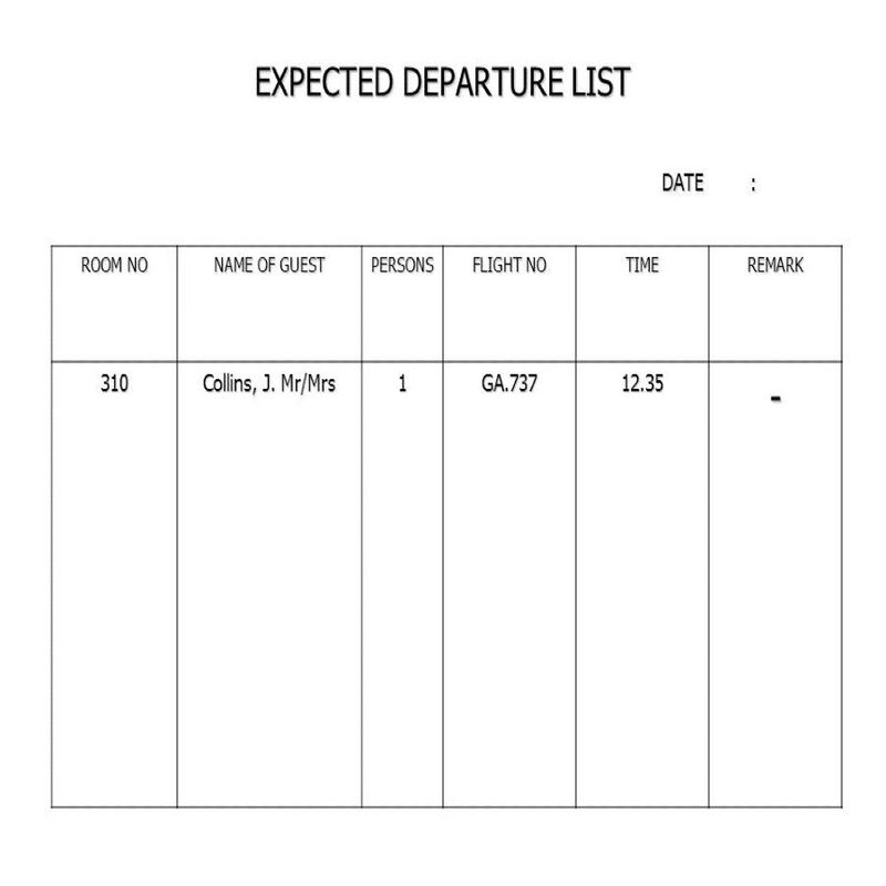Expected Departure List
