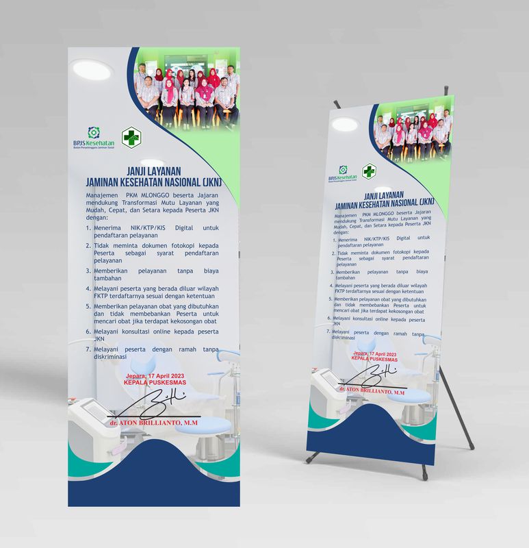X-Banner Janji Layanan Puskesmas Mlonggo