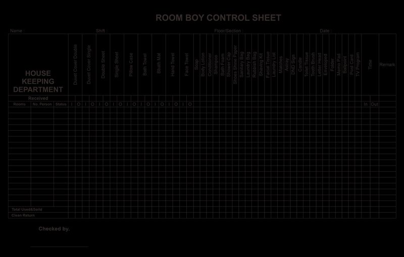 Room Boy Control Sheet