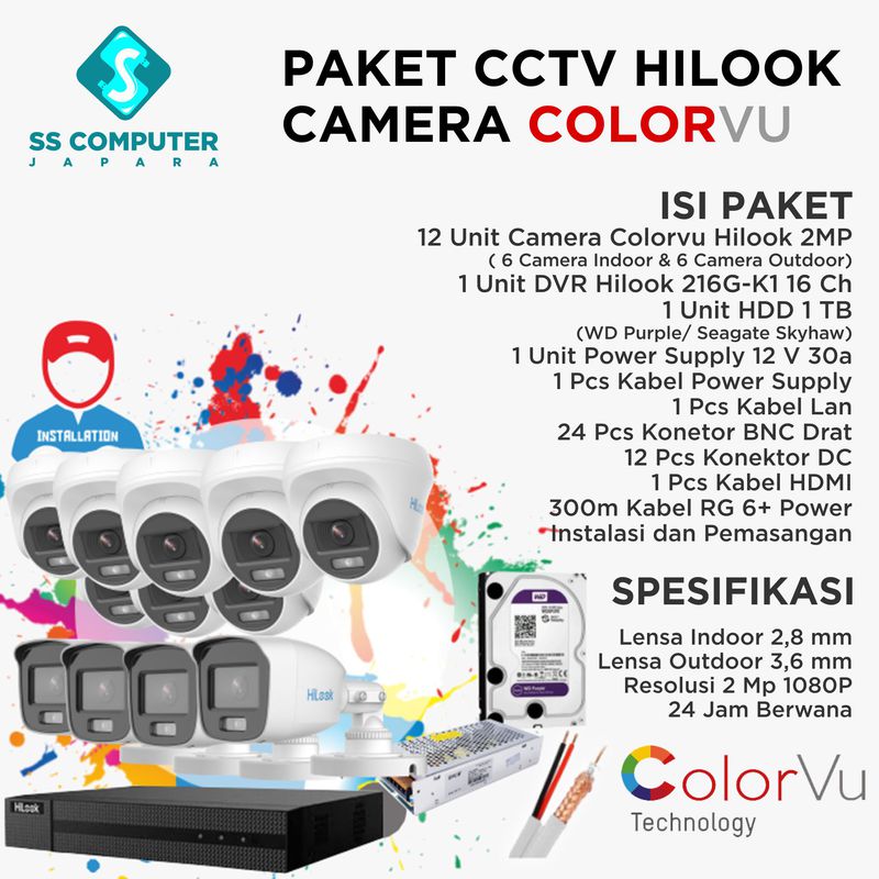 PAKET CCTV HILOOK CAMERA COLORVU