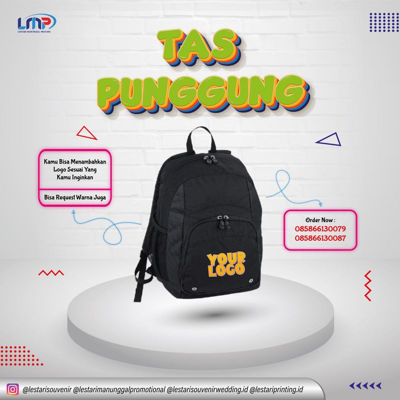 merchandise souvenir backpack - 09 custom logo / tulisan / gambar